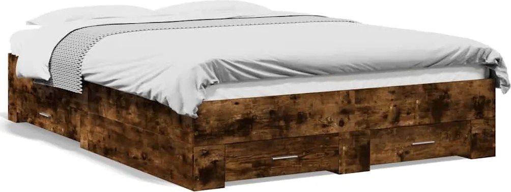 Rám postele se zásuvkami kouřový dub 140 x 190 cm kompozit 3280402