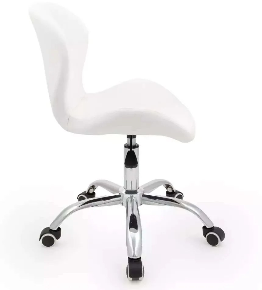 LuxuryForm DESIGN Otočná židle LIVIO na stříbrné podstavě s kolečky - bílá