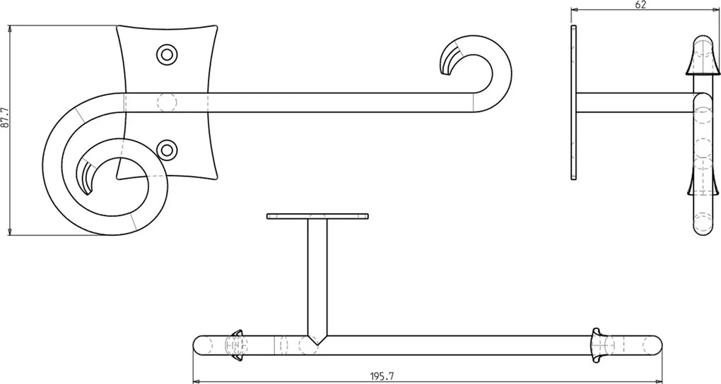 METAFORM Sapho, REBECCA držák toaletního papíru bez krytu, černá, CC017