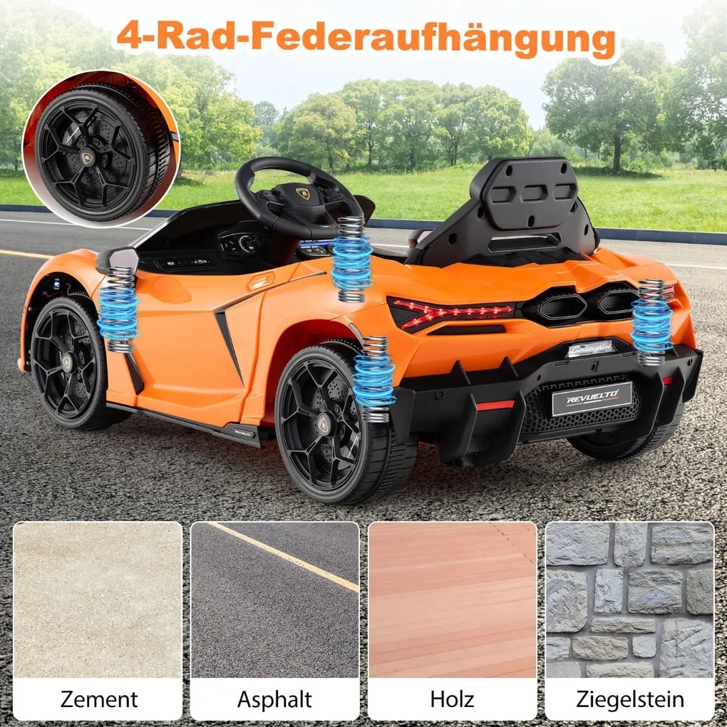 Costway Elektrické auto pro děti Lamborghini Revuelto 12 V elektrické dětské