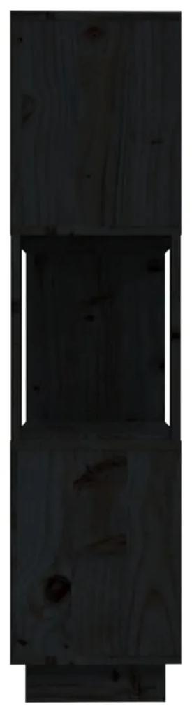 Knihovna / dělicí stěna černá 80 x 25 x 101 cm masivní borovice - Default Title