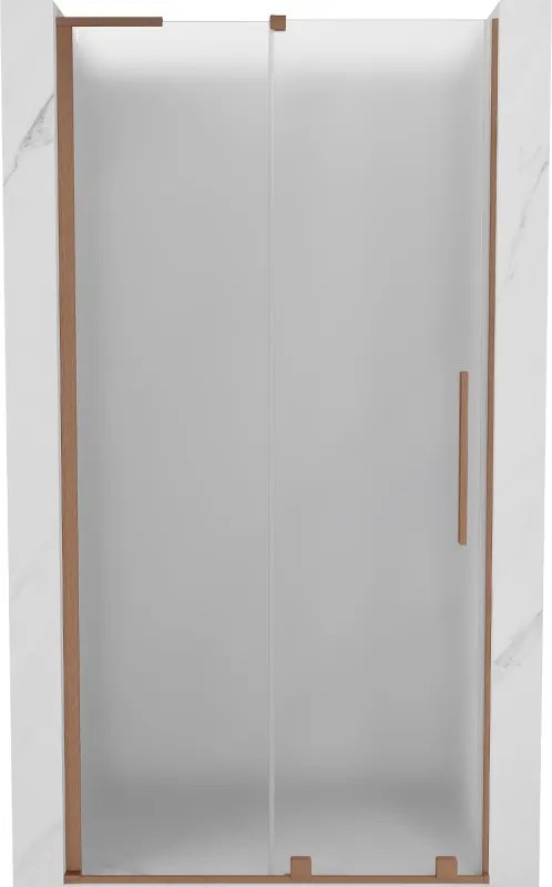 Mexen Velar L, posuvné sprchové dveře do otvoru 120 cm, 8mm sklo námraza, měděná matná, 871-120-003-31-65