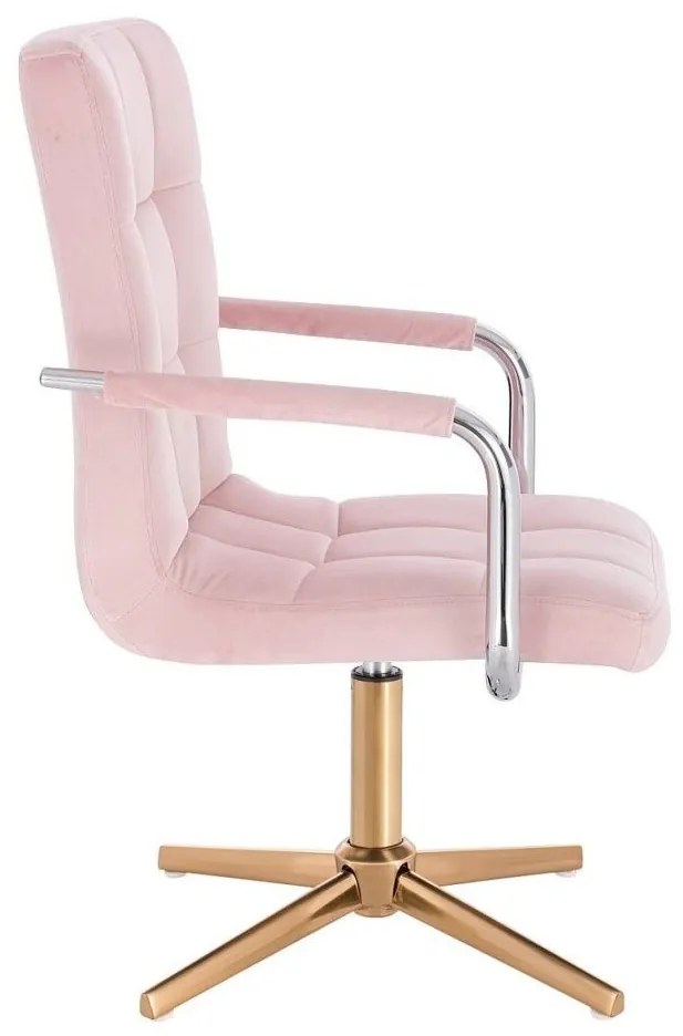 LuxuryForm DESIGN Otočná židle VERONA VELUR na zlatém kříži - růžová