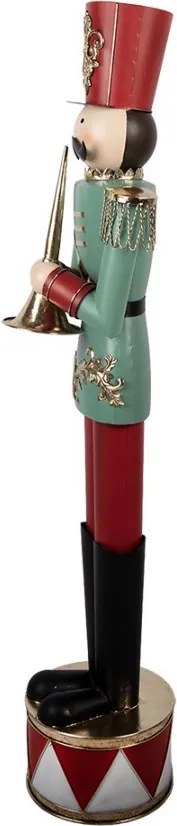 Kovová dekorace Louskáček Nutcracker s trubkou - 33*27*121 cm