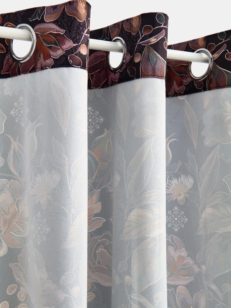 Sinsay - Sametová záclona s páskou a rostlinným vzorem - vícebarevná