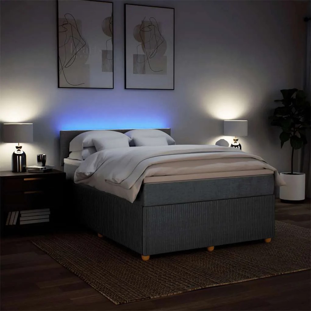 Box spring postel s matrací tmavě šedá 160x200 cm textil 3289808