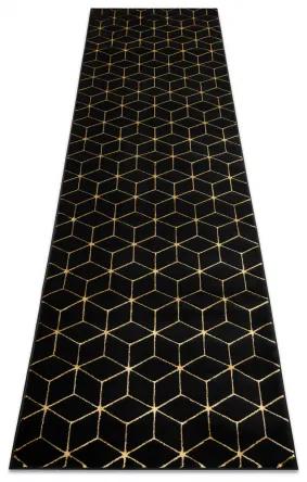 Dywany Luszczow Kusový koberec, Běhoun GLOSS moderni 409C 86 Krychle černý / zlato Rozměr koberce: 80 x 300 cm