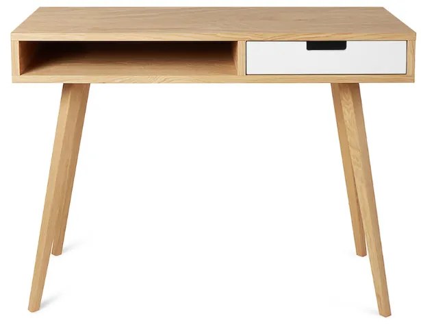 Benlemi Designový dřevěný psací stůl se šuplíkem LEA 100 cm bílý Strana: Vpravo, Kvalita dřeva: 1. Dubový masiv třídy A