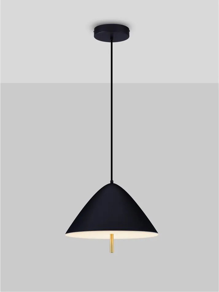 Matně černé kovové LED závěsné svítidlo s kovovým stínidlem ø 40 cm Oros – Nova Luce