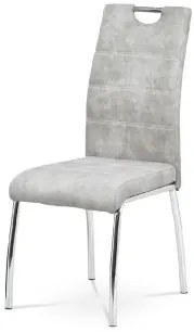 Autronic Jídelní židle, potah stříbrná látka COWBOY v dekoru vintage kůže, kovová čtyřnoh HC-486 SIL3