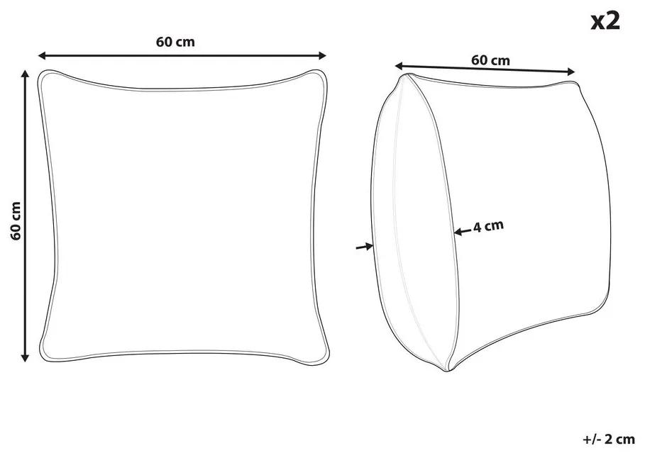 Sada 2 buklé polštářů 60 x 60 cm pískově béžová LEUZEA Beliani