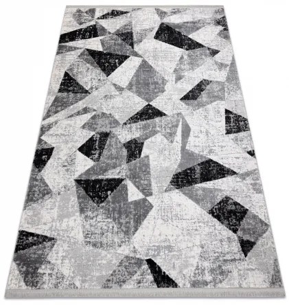 Moderní koberec TULS strukturální, střapce 51211 Geometrický antracit velikost 160x220 cm | krásné koberce cz