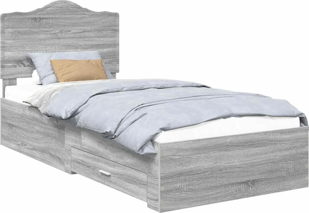 Rám postele s čelo Šedá Sonoma 75 x 190 cm Kompozitní dřevo 3413671