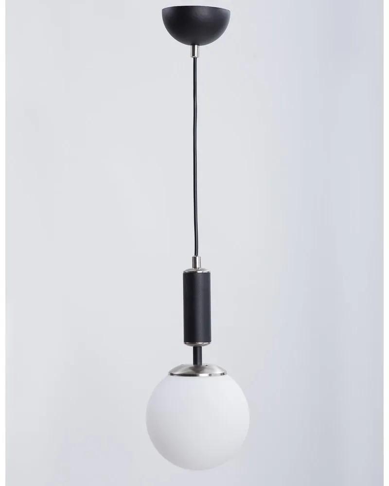 Černo-bílé závěsné svítidlo se skleněným stínidlem ø 15 cm Hector – Squid Lighting