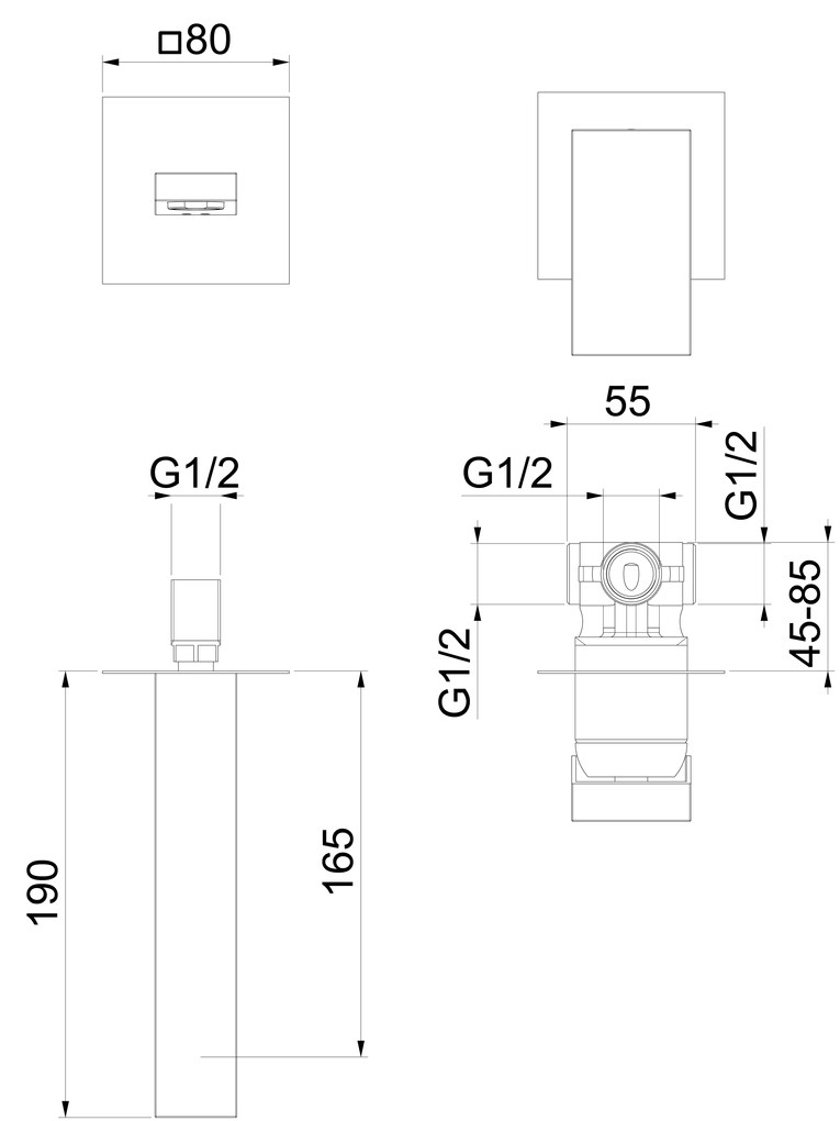 Sapho Sapho, LATUS podomítková dvouprvková umyvadlová baterie, chrom, 1102-78
