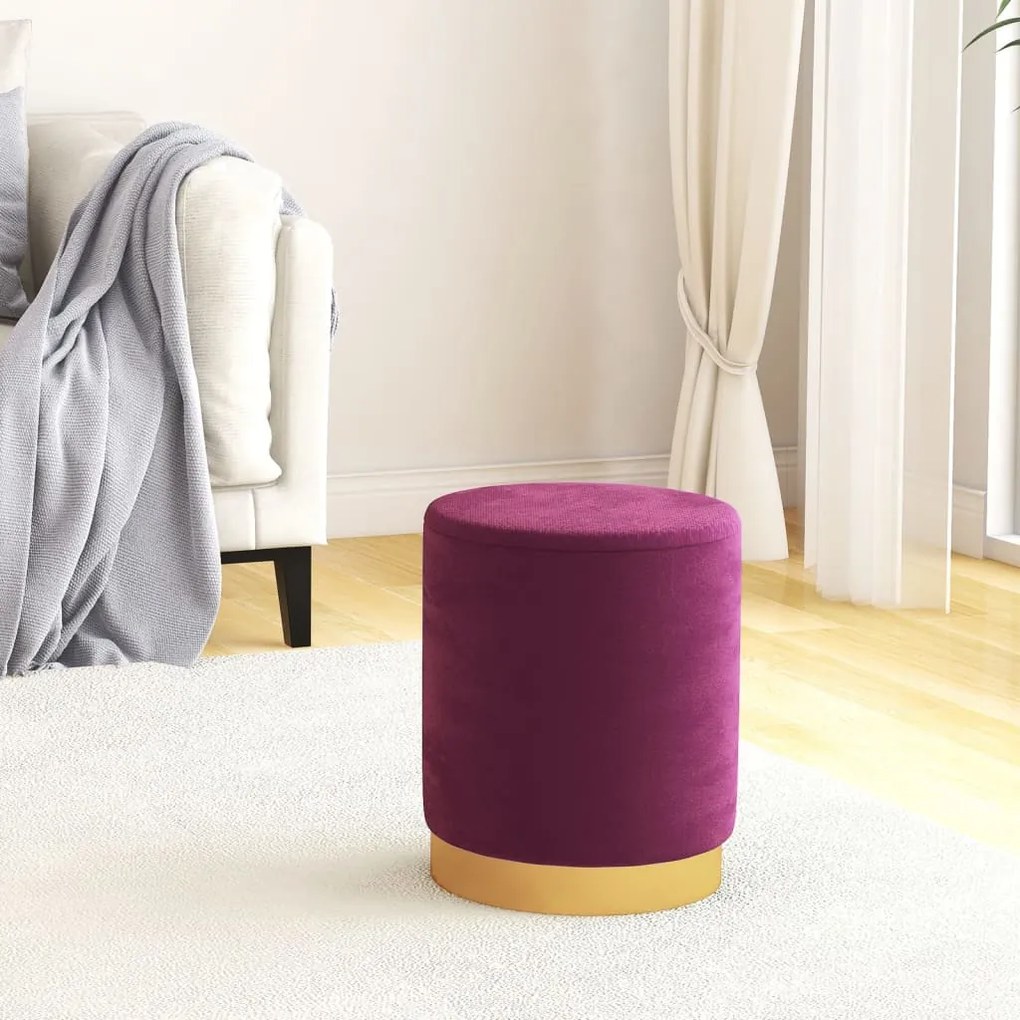 Kulatá stolička s úložným prostorem fialová samet 31 x 37 cm 340288