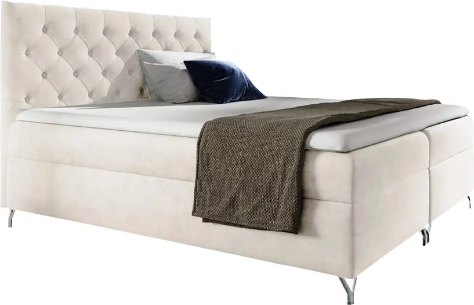Boxspringová postel, 180x200, bílá látka Velvet, GULIETTE + dárek