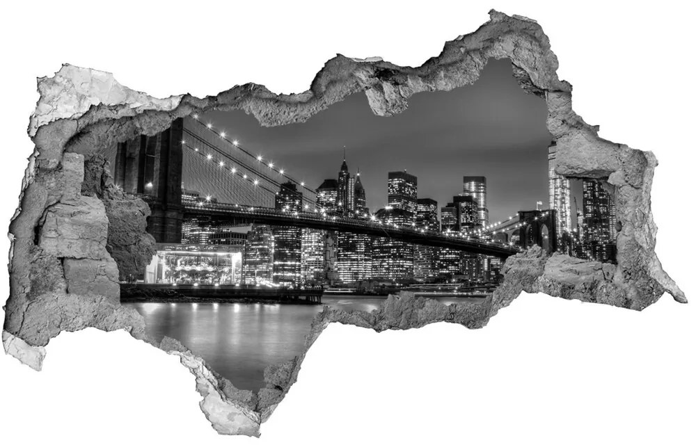 Wallmuralia Fotoobraz díra na stěnu nálepka Brooklynský most 95x73 cm