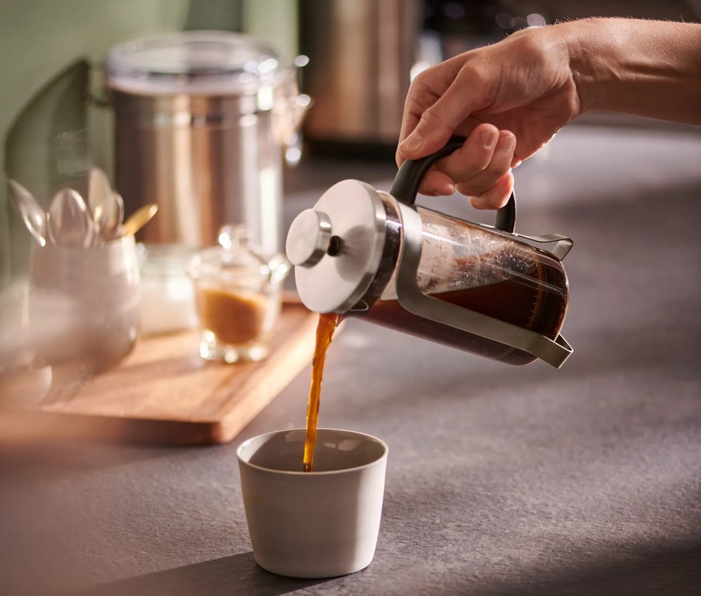Tchibo - Konvička french press 300 ml, 2 šálky, stříbrná