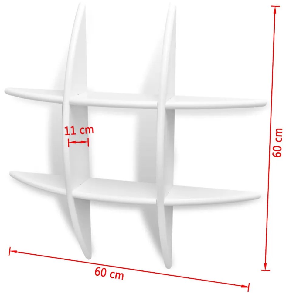 vidaXL Bílá plovoucí nástěnná police z MDF na ukládání/vystavování knih/DVD