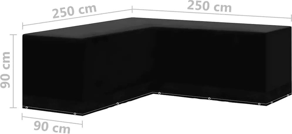 Plachty na zahradní nábytek 2 ks tvar L 12 oček 250x250x90 cm 3082835