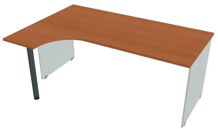 Stůl ergo pravý 180*120 cm - Hobis Gate GE 1800 P Dekor stolové desky: třešeň, Dekor lamino podnože: šedá, Barva nohy: černá