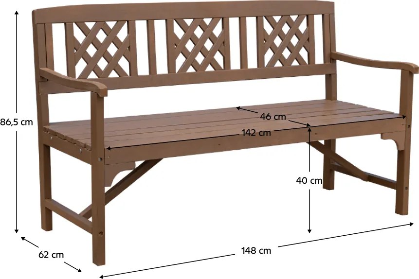 Kondela Dřevěná zahradní lavička, hnědá, ENELA