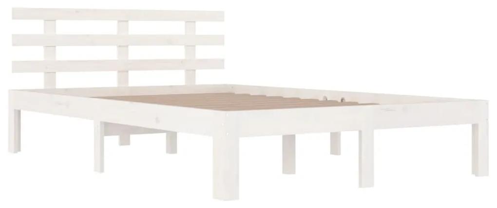 Rám postele bílý masivní dřevo 140 x 200 cm - Default Title