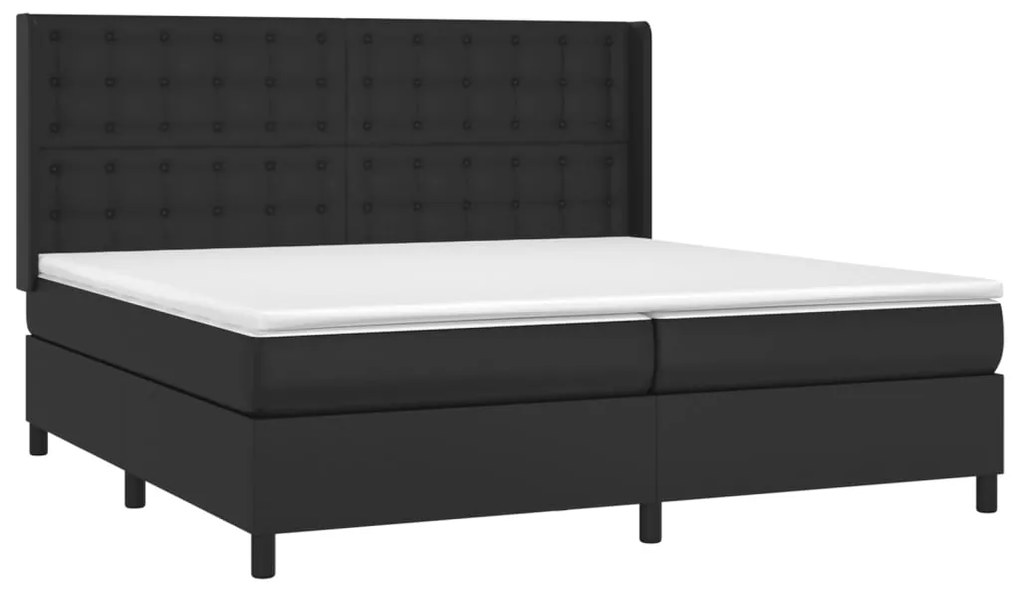 Box spring postel s matrací a LED černá 200x200 cm umělá kůže,  3139403