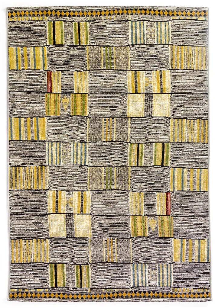 Oriental Weavers, Kusový koberec Zoya 820 E – na ven i na doma, 120x180, žlutá, chodba / předsíň