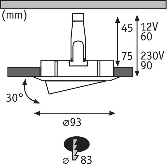 P 93661 Zápustné svítidlo Nova IP65 kulaté max. 35W bílá 1ks výklopné - PAULMANN