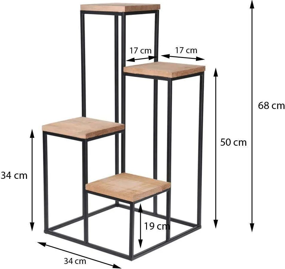 STOJAN NA KVĚTINÁČ KASKADA 38X34X34 CM ČERNÁ/HNĚDÁ