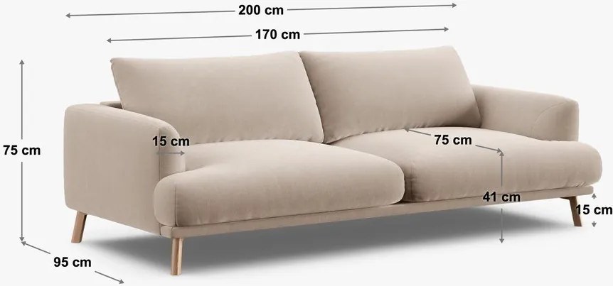 Béžová pohovka 200 cm Naomi – Micadoni