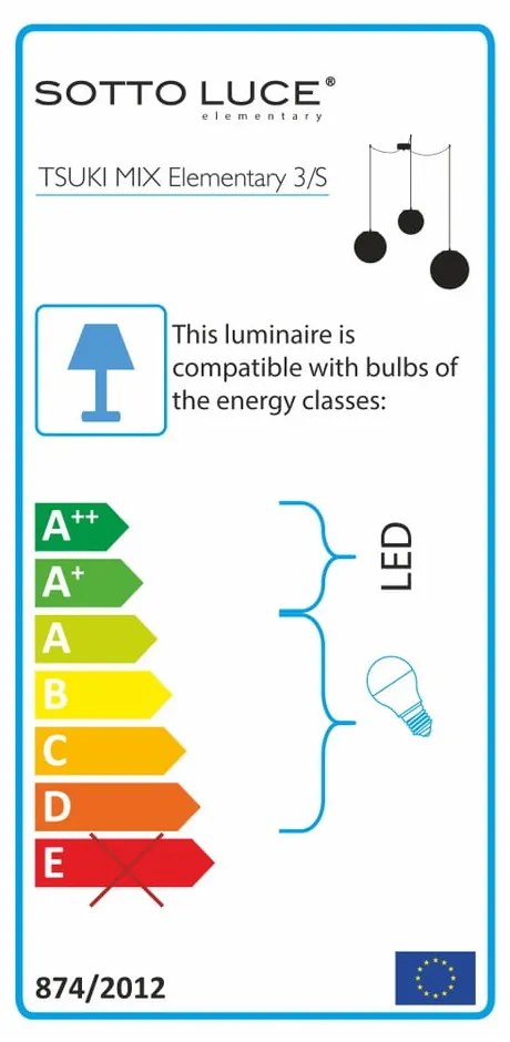 Bílé závěsné svítidlo se 3 stínidly a objímkou ve zlaté barvě Sotto Luce TSUKI