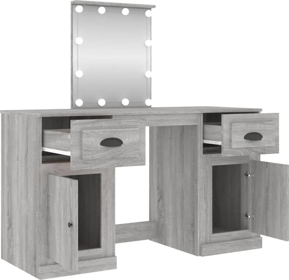 vidaXL Toaletní stolek s LED 130 x 50 x 132,5 cm [3185349] Barva: šedá sonoma