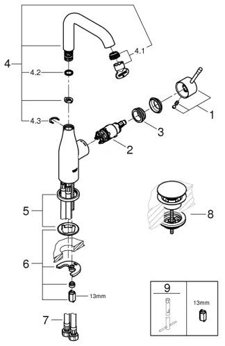GROHE 23799001 - Umyvadlová baterie ESSENCE velikost L lesklý chrom