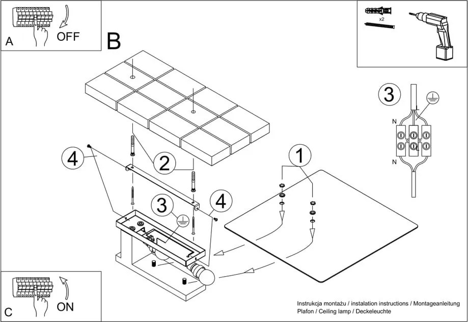 Bílé stropní svítidlo se skleněným stínidlem 40x47.5 cm Parola – Sollux