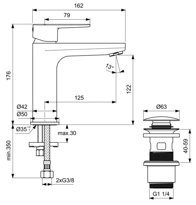 Ideal Standard CeraFine O - Umyvadlová baterie stojánková, rosé BD131RO