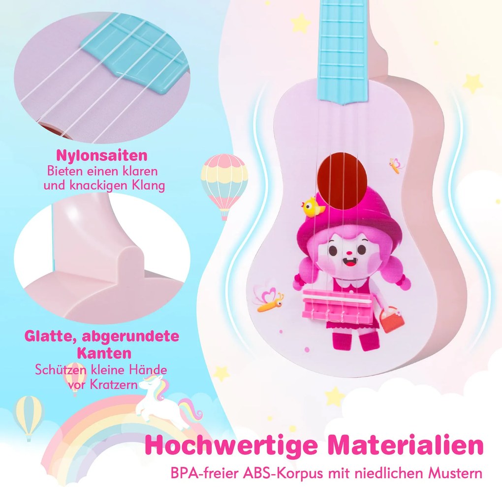 Costway 21 Palcové ukulele pro děti Mini hračkové ukulele s 4 nylonovými