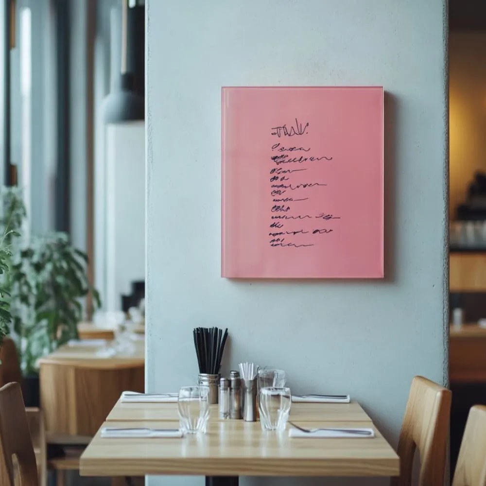 Růžová perlová skleněná magnetická tabule do restaurace Smatab® - 100 × 200 cm