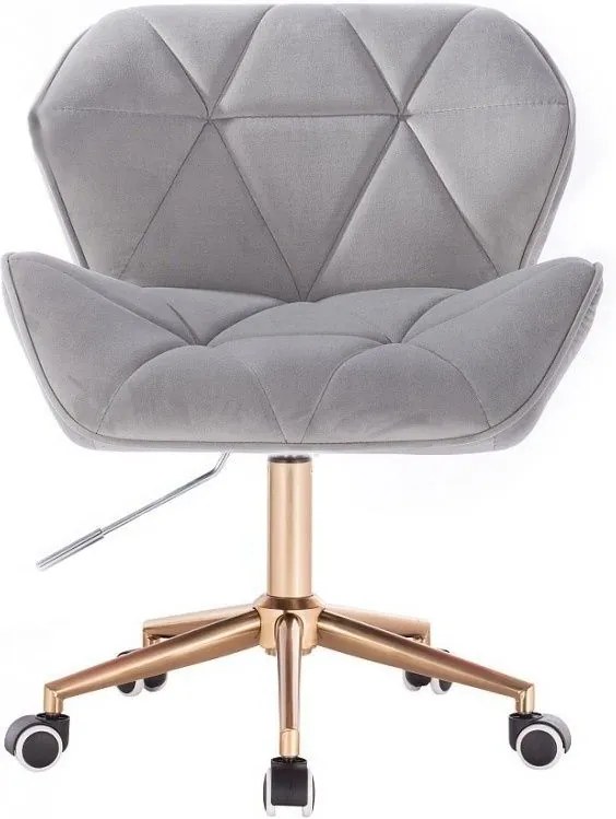 LuxuryForm DESIGN Otočná židle MILANO VELUR na zlaté podstavě s kolečky - světle šedá