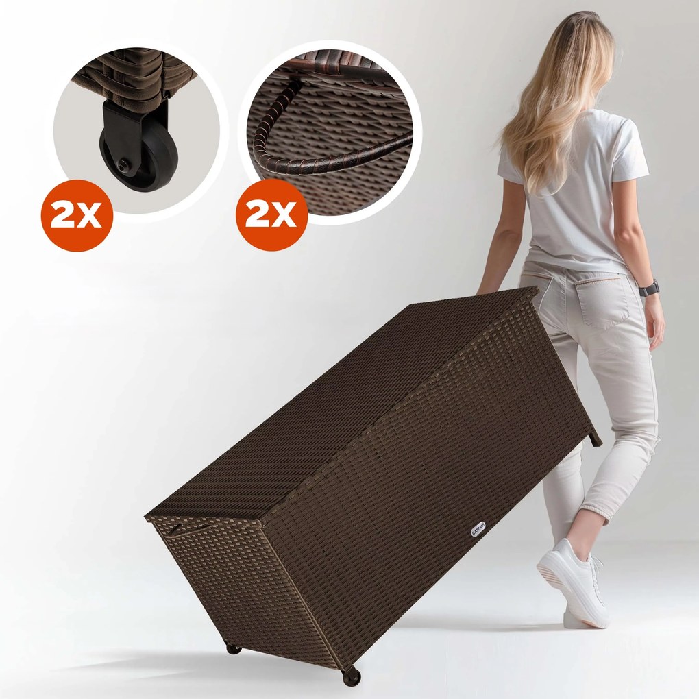Deuba Úložný box s kolečky 370 L - hnědý