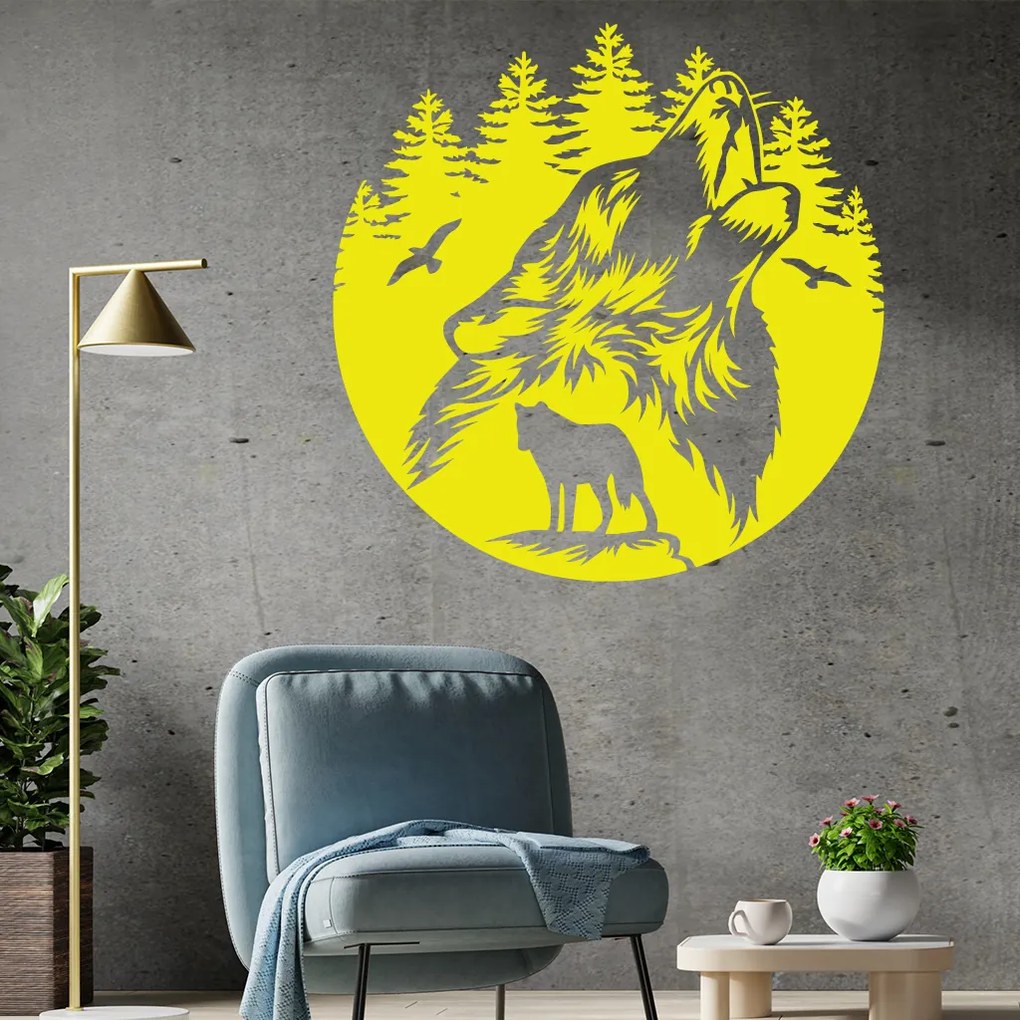 Živá Zeď Samolepka na zeď Vlci Barva: žlutá, Velikost: 80 x 81 cm