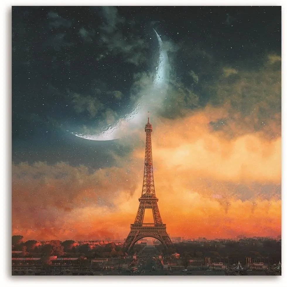 Gario Obraz na plátně Noc a měsíc v Paříži - Rokibul Hasan Rozměry: 30 x 30 cm