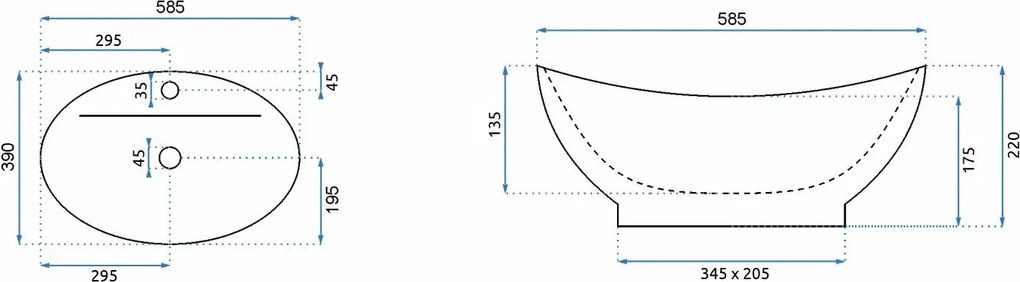 Rea Cindy umyvadlo, 59x40 cm, bílá, REA-U0155