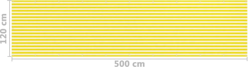 Balkonová zástěna žluto-bílá 120 x 500 cm HDPE 310882