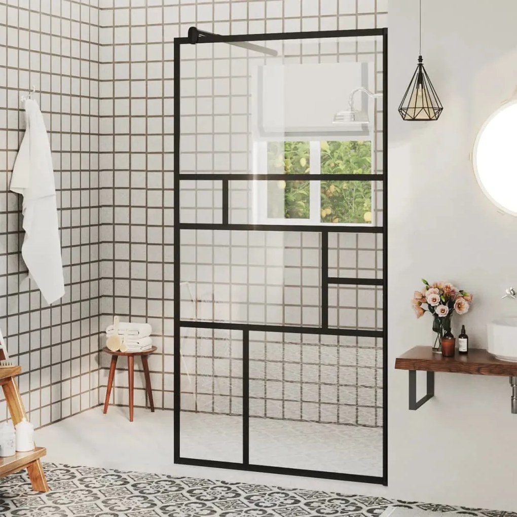 Zástěna do průchozí sprchy čiré ESG sklo 80 x 195 cm černá 150752