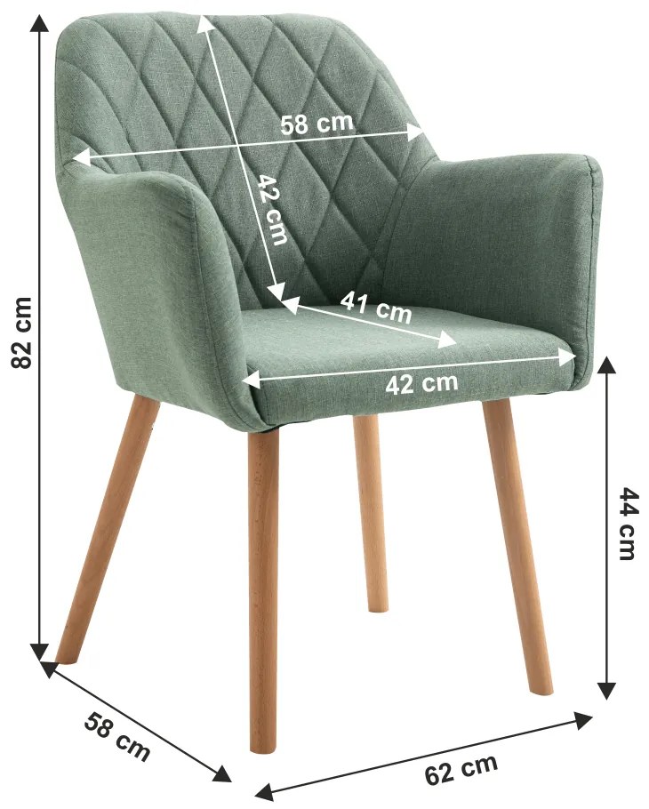 Designové jídelní křeslo EKIN, látka mentolová, buk