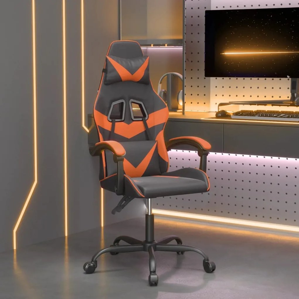 Herní židle černá a oranžová umělá kůže 3143848