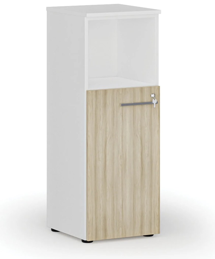 Kombinovaná kancelářská skříň PRIMO WHITE, 400 x 420 x 1087 mm, bílá/dub přírodní